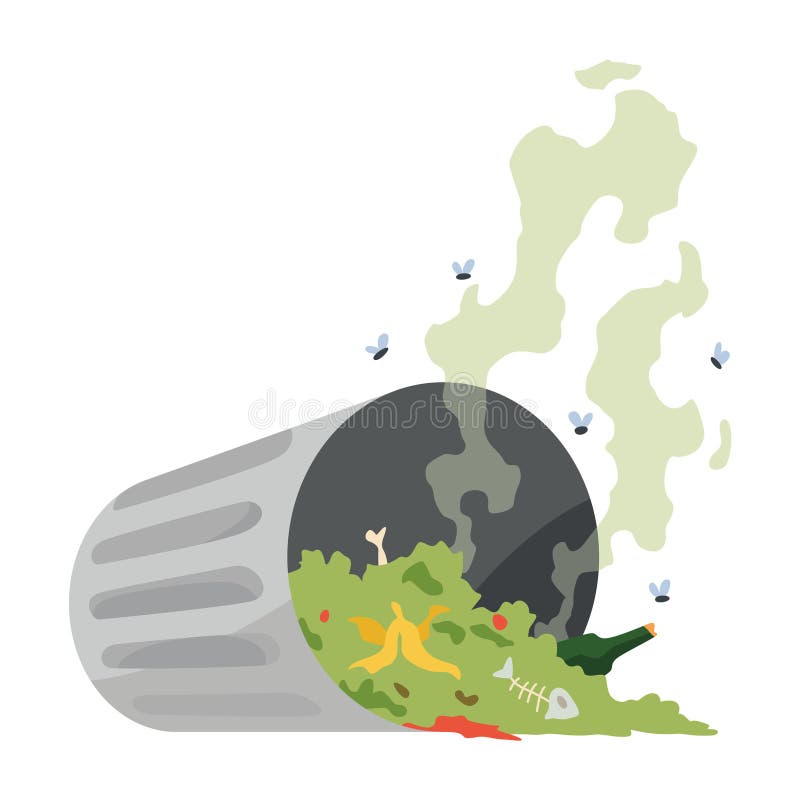 Garbage or Waste Icon. Metal Garbage Container with Unsorted Trash ...