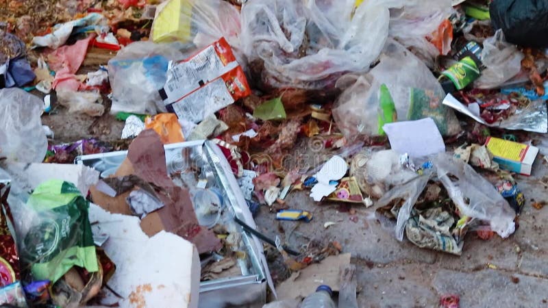 Garbage Waste Items and Plastic Begs Liter in Open at Day from ...