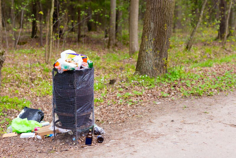 Garbage Waste in Park Full of All Sort of Trash. Spring Summer Time ...