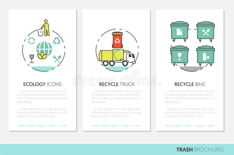 Garbage Waste Recycling Business Brochure Template with Linear Thin ...