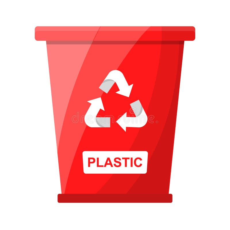 Garbage Waste Sorting Plastic Recycle Bin Red Color Flat Stock Vector ...
