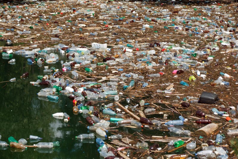 Water Pollution with Plastic Garbage and Dirty Trash Waste Stock Image ...