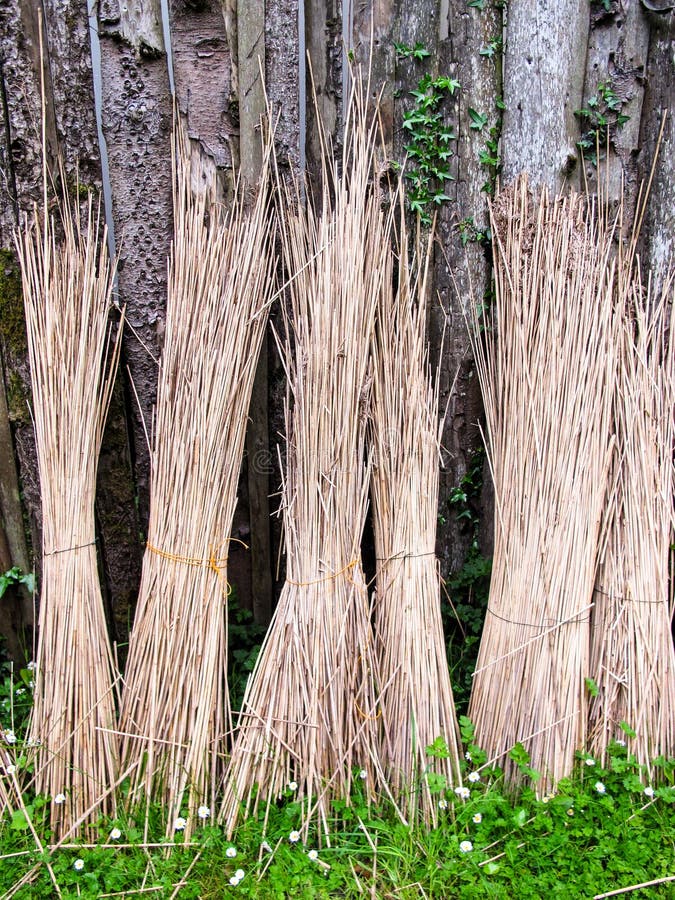 Garben Heu Werden Eingesetzt Gegen Die Fassade Einer Scheune In Heilig ...