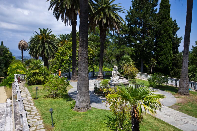 Garden of Achillion Palace on Corfu, Greece Stock Photo - Image of ...