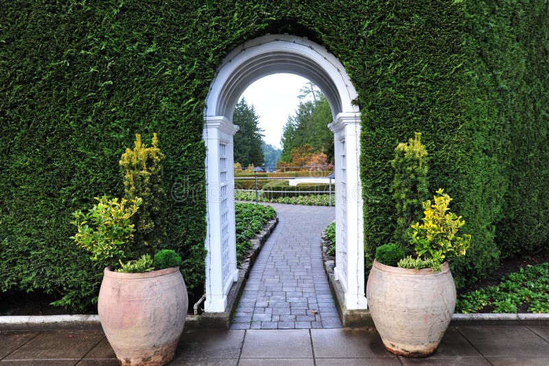 Garden arch and path stock photo. Image of color, gardening - 7353464