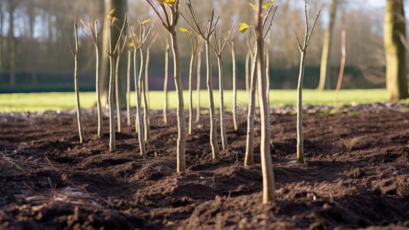 Garden bare root trees stock illustration. Illustration of renewal ...