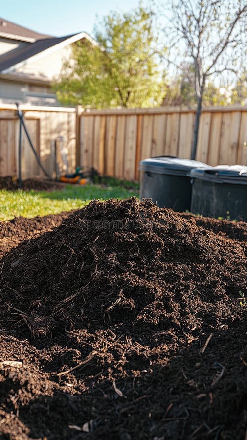 A Garden Bed Covered in a Layer of Freshly Spread Compost. Stock ...
