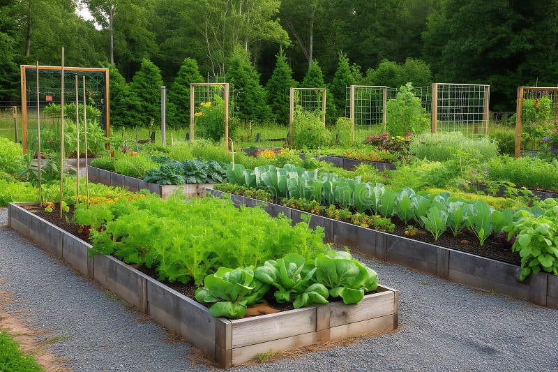 Garden Beds with an Array of Vegetables. AI Generated. Stock ...