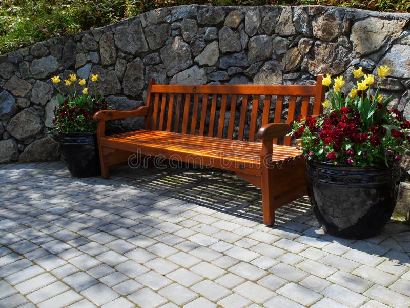 Garden bench stock image. Image of colorful, spring, greenery - 53252205
