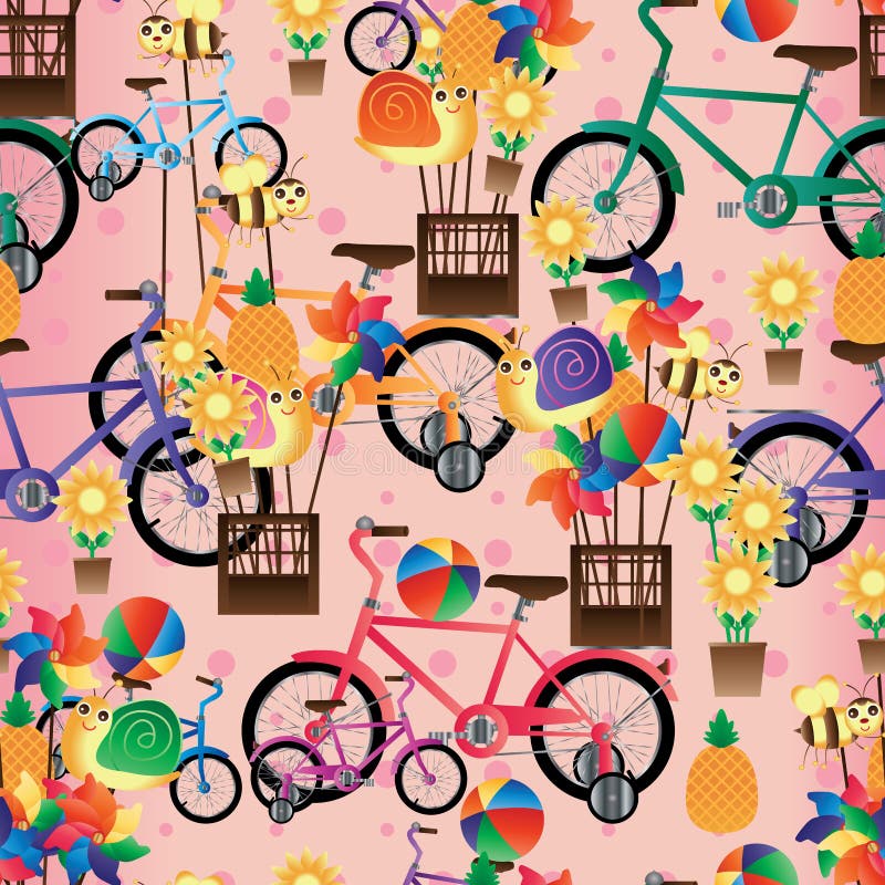 Garden Bicycle Seamless Pattern Stock Vector - Illustration of beauty ...