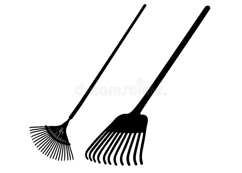 Garden big rake. stock vector. Illustration of black - 232261385