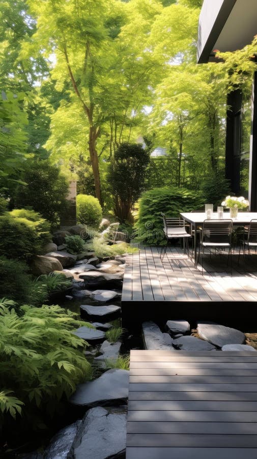 Garden that Blends Natural Elements with Modern Design, Featuring a ...