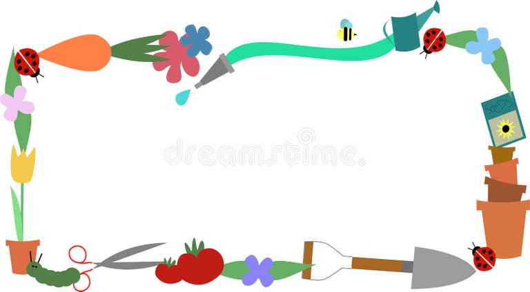Gardening Tools Border Stock Illustrations – 366 Gardening Tools Border ...