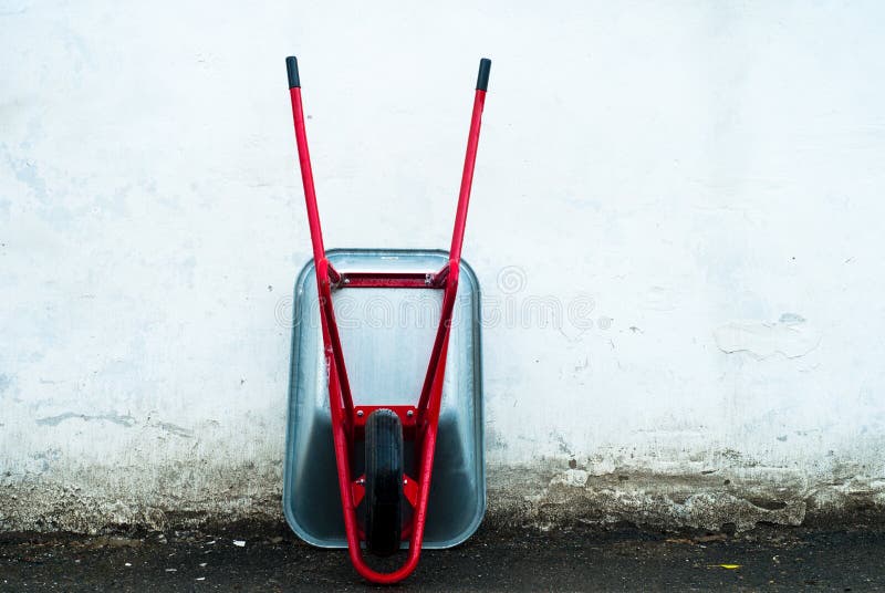 Garden Cart with Red Handles. Stock Photo - Image of pens, white: 73579816