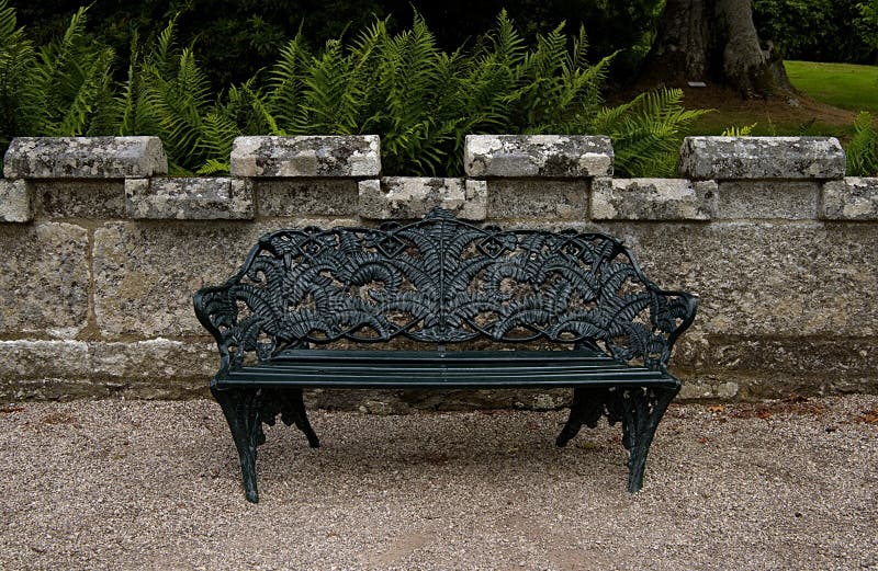 A garden cast iron benche stock photo. Image of empty - 95138150
