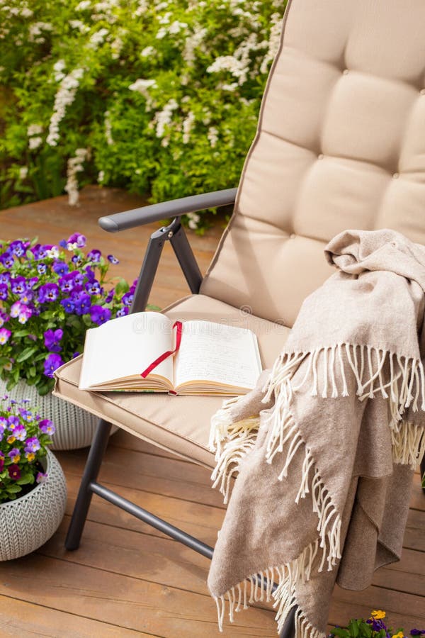 Garden Chair on Terrace, Relax, Flowers Stock Photo - Image of pansy ...