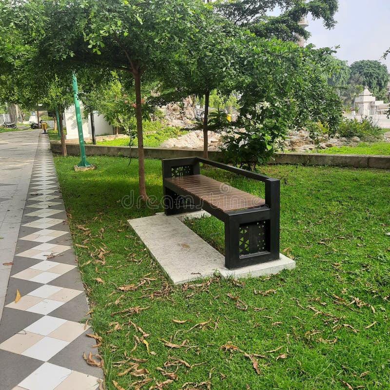Chair in the park stock image. Image of path, gate, container - 300969659