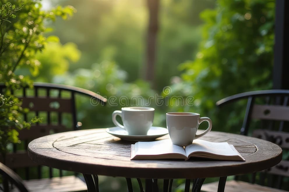 Garden Coffee Pause stock illustration. Illustration of garden - 376822458