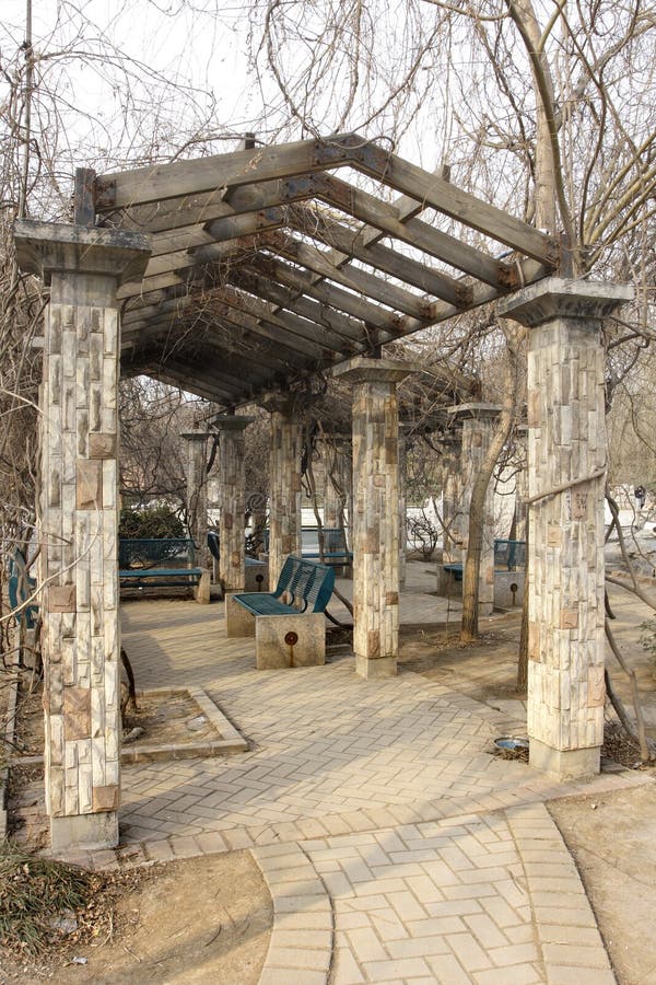 The Garden Column Corridor Pergola In A Park Stock Photo - Image of ...