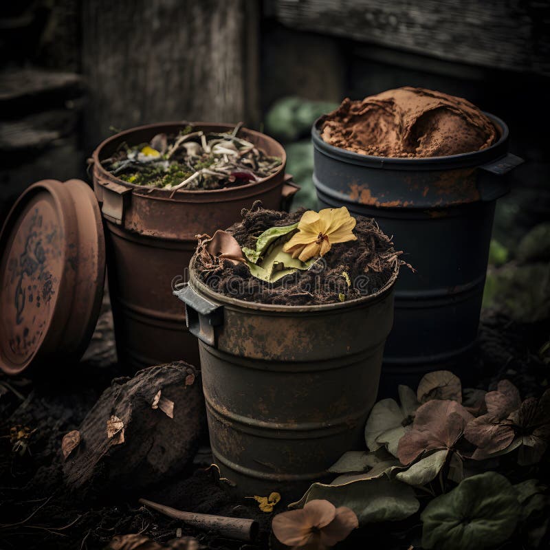 Garden Compost Container. Processing of Organic Waste, Compost Stock ...