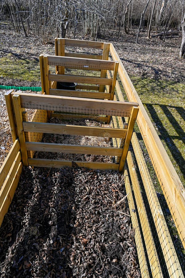 Garden Compost with Three Compartments for Different Stages of Compost ...