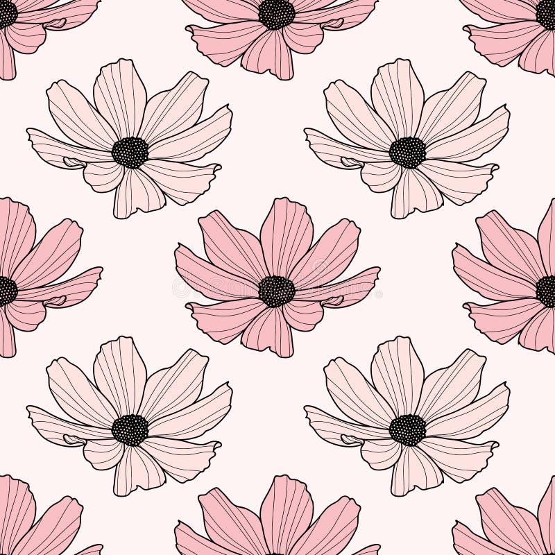 Garden Cosmos Flower Repeat Pattern, Floral Background Stock ...