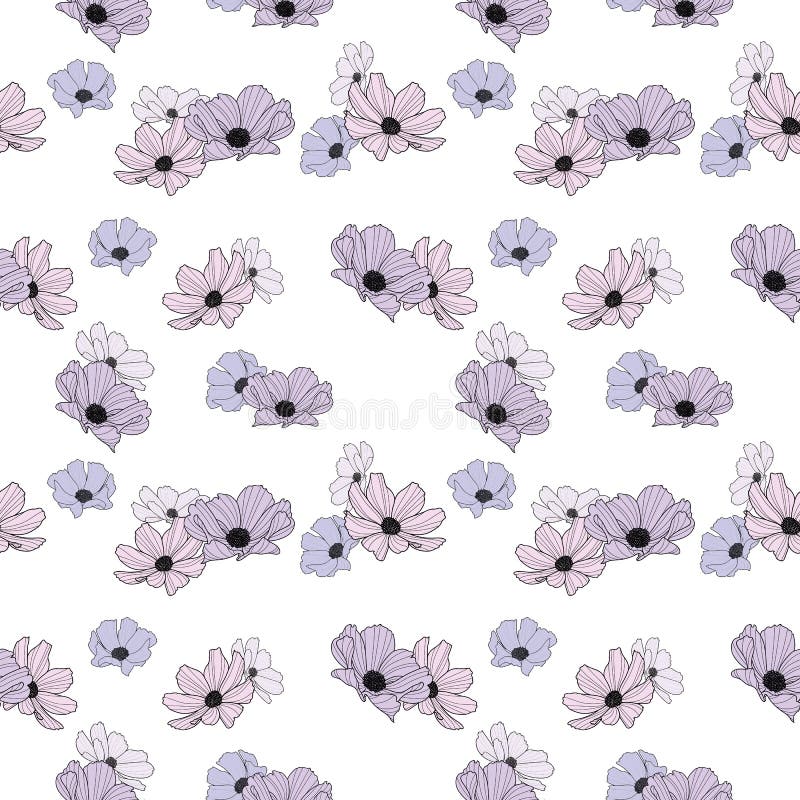 Garden Cosmos Flower Repeat Pattern, Vector, Purple Design Stock Vector ...