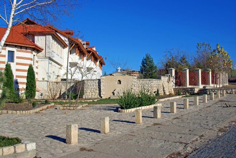 Garden of Dervent Orthodox Monastery Stock Photo - Image of road ...