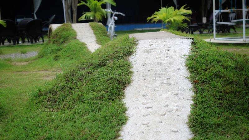 Garden Design with Concrete Path Look Green and Georges Stock Photo ...