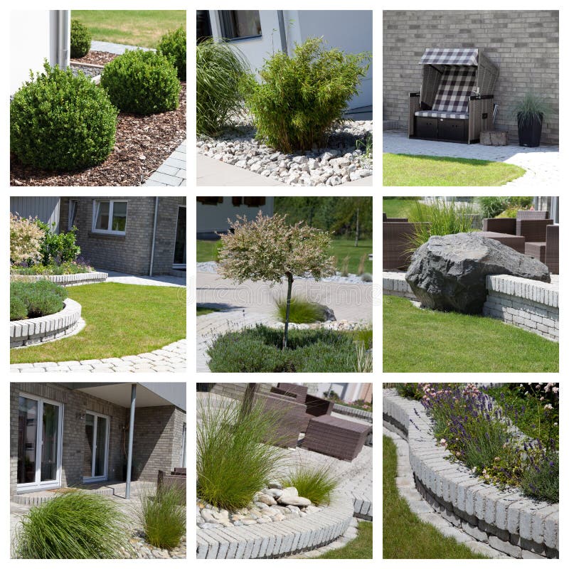 Garden Design Photo Collage Stock Image - Image of daytime, collection ...