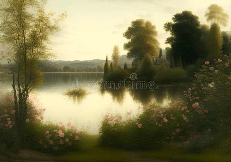 Garden, Generative AI Illustration Stock Illustration - Illustration of ...