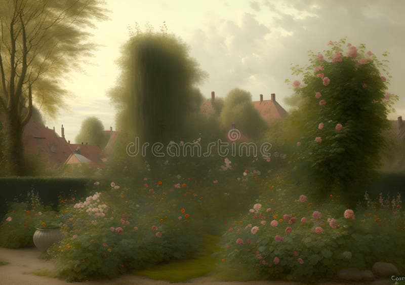 Garden, Generative AI Illustration Stock Illustration - Illustration of ...