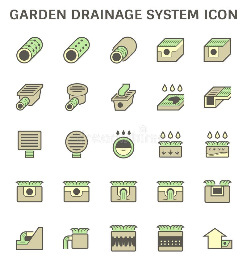 Garden Drainage System and Pipe Vector Icon Stock Vector - Illustration ...