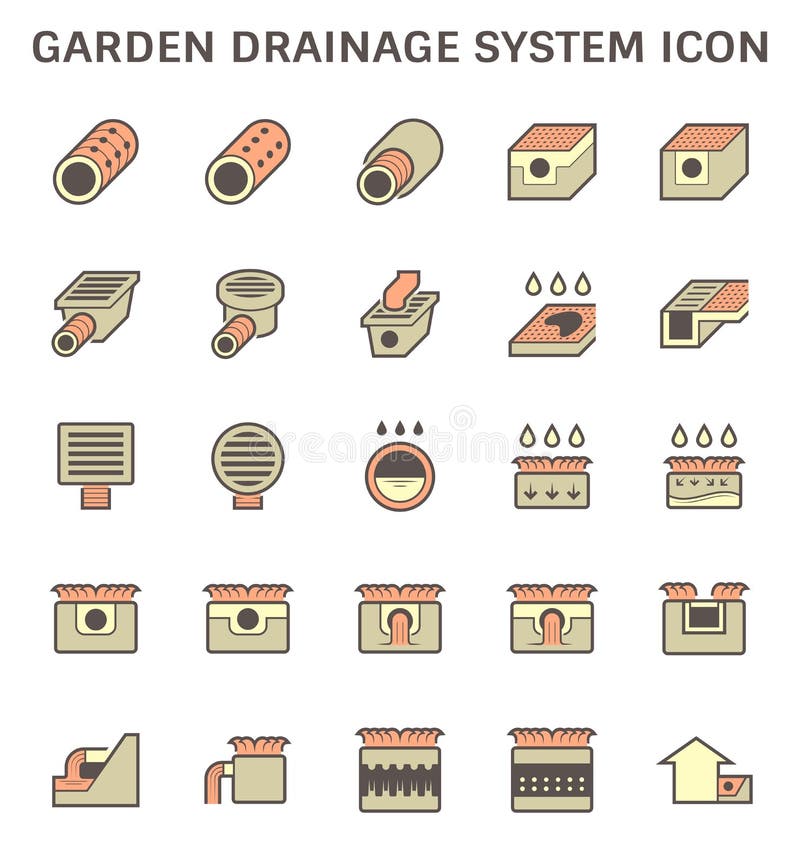 Garden Drainage System and Pipe Vector Icon Stock Vector - Illustration ...