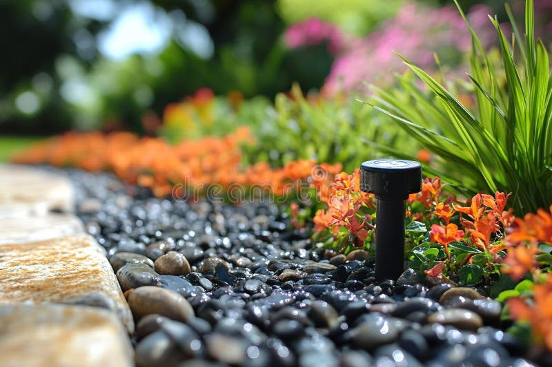 Garden Drip Irrigation System Sensor with Backyard Landscaping ...