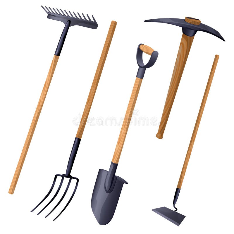 Garden and Earthwork Tools. Stock Vector - Illustration of metal ...