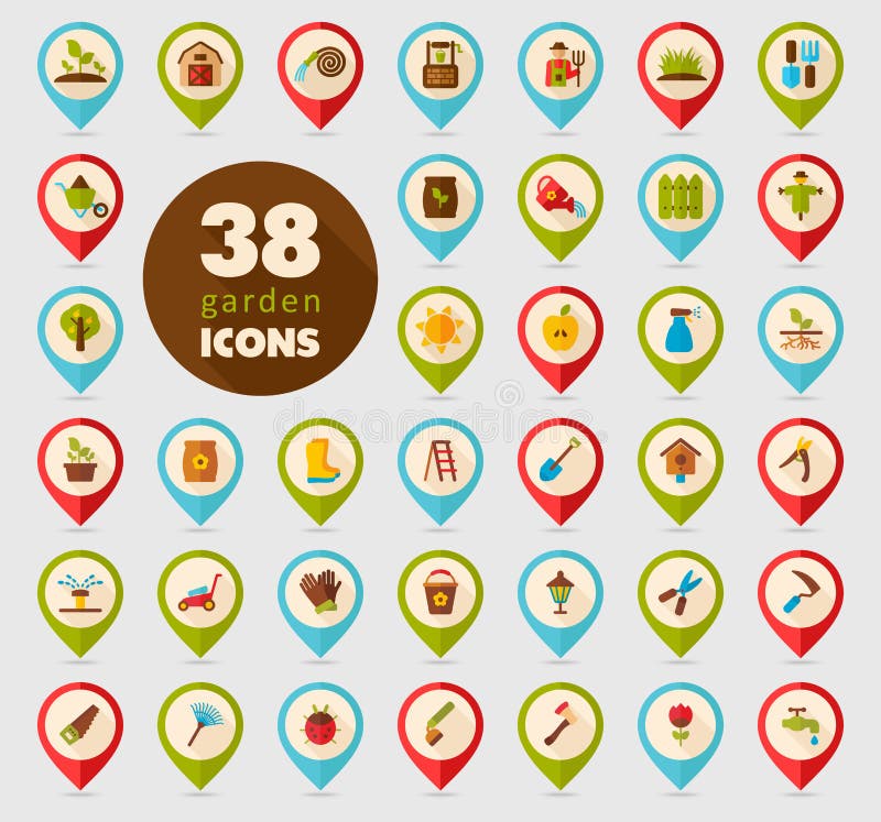 Garden Farm Flat Vector Pin Map Icon Stock Vector - Illustration of ...