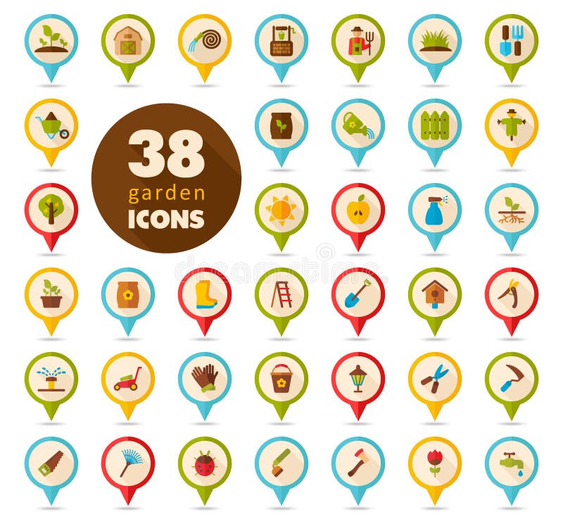 Garden Farm Flat Vector Pin Map Icon Stock Vector - Illustration of ...