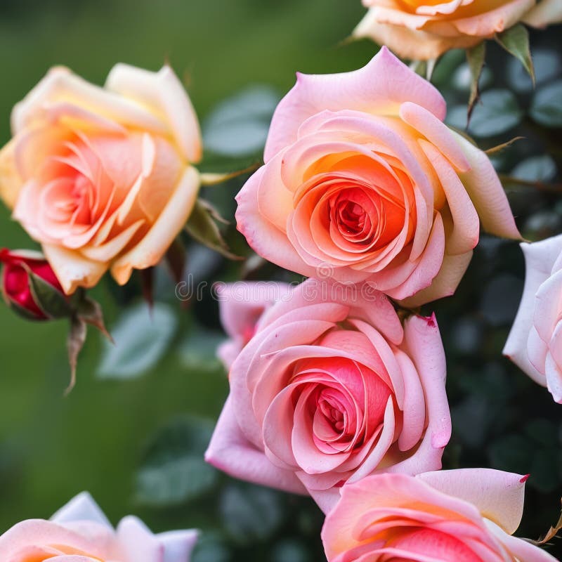 The Garden is Filled with Pink Roses Blooming Outside Stock ...