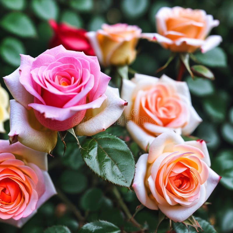 The Garden is Filled with Pink Roses Blooming Outside Stock ...