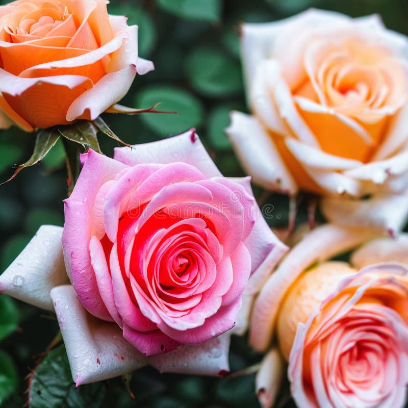 The Garden is Filled with Pink Roses Blooming Outside Stock ...