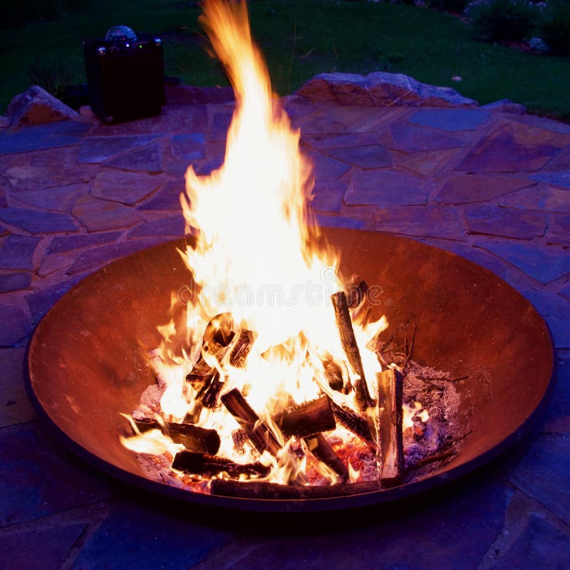Garden Fire Pit at Sunset stock image. Image of exterior - 153769827