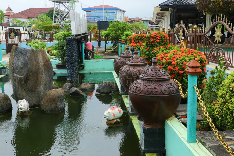 Garden with Fish Pond in Front of the Great Mosque of Demak Stock Image ...