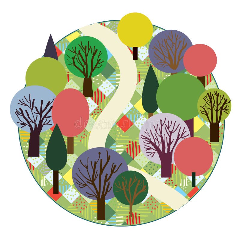 Garden or Forest Cute Round Card Design Stock Vector - Illustration of ...
