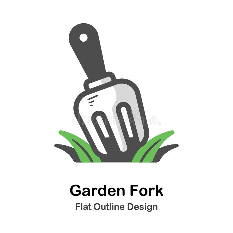 Garden Fork Outline Flat Illustration Stock Vector - Illustration of ...