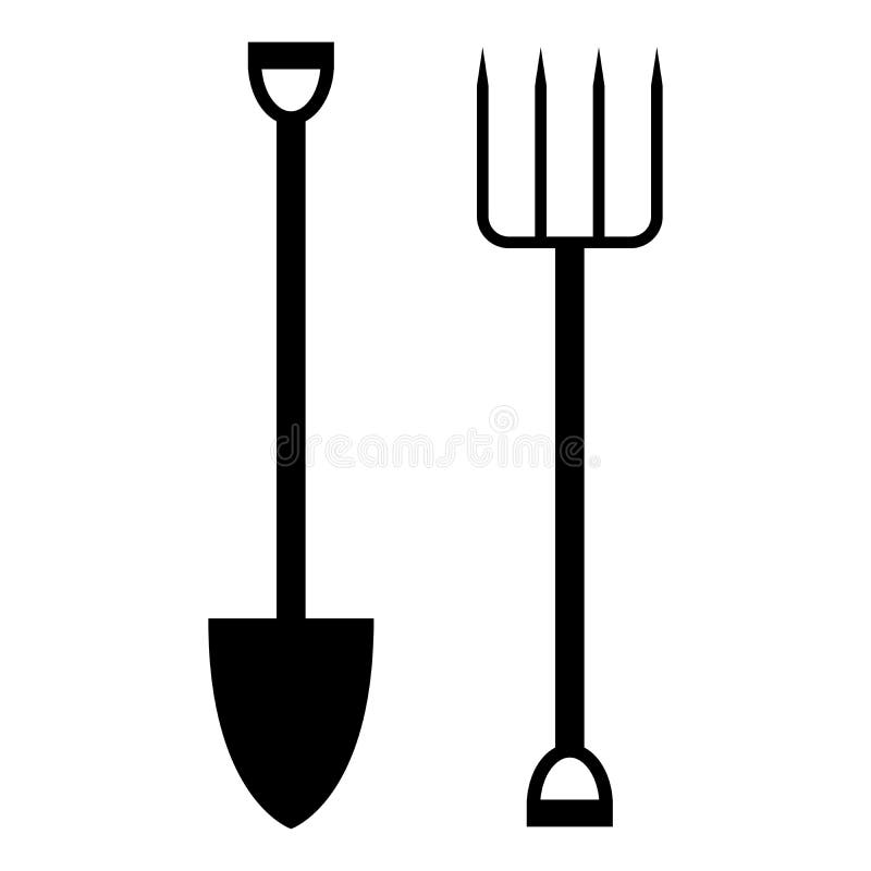 Garden Fork and Shovel, Background in Sketch Style Stock Vector ...