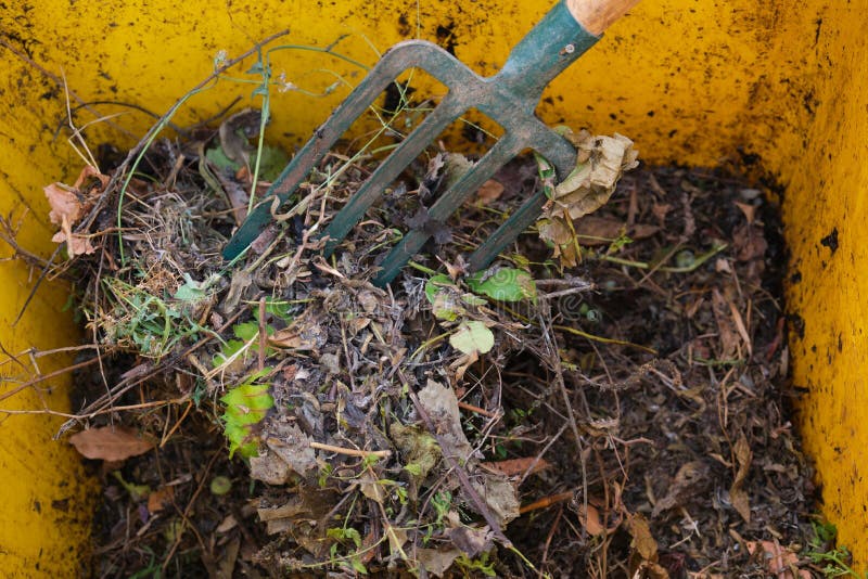 Garden Fork Turning Backyard Compost. Stock Photo - Image of ecology ...