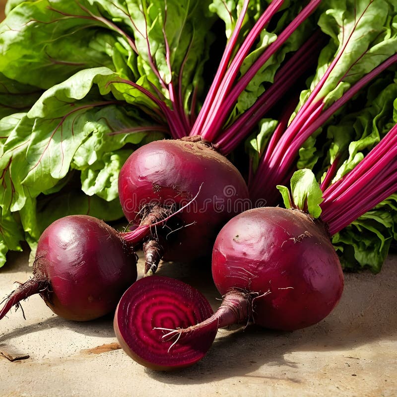 Freshly Harvested Beets with Vibrant Greens Displayed on a Rustic ...