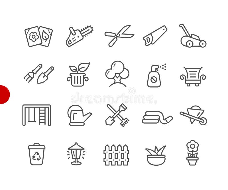Garden and Gardening Icons // Red Point Series Stock Vector ...