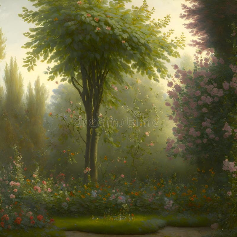 Garden, Generative AI Illustration Stock Illustration - Illustration of ...